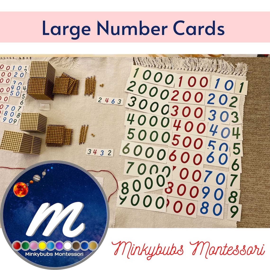 Montessori Math Large Number Cards Printable Material - Print and Go ...