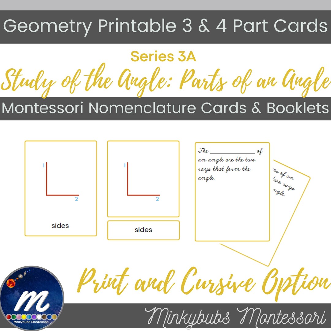 Montessori Study of Angles Geometry Nomenclature Unit 7 Parts of an ...