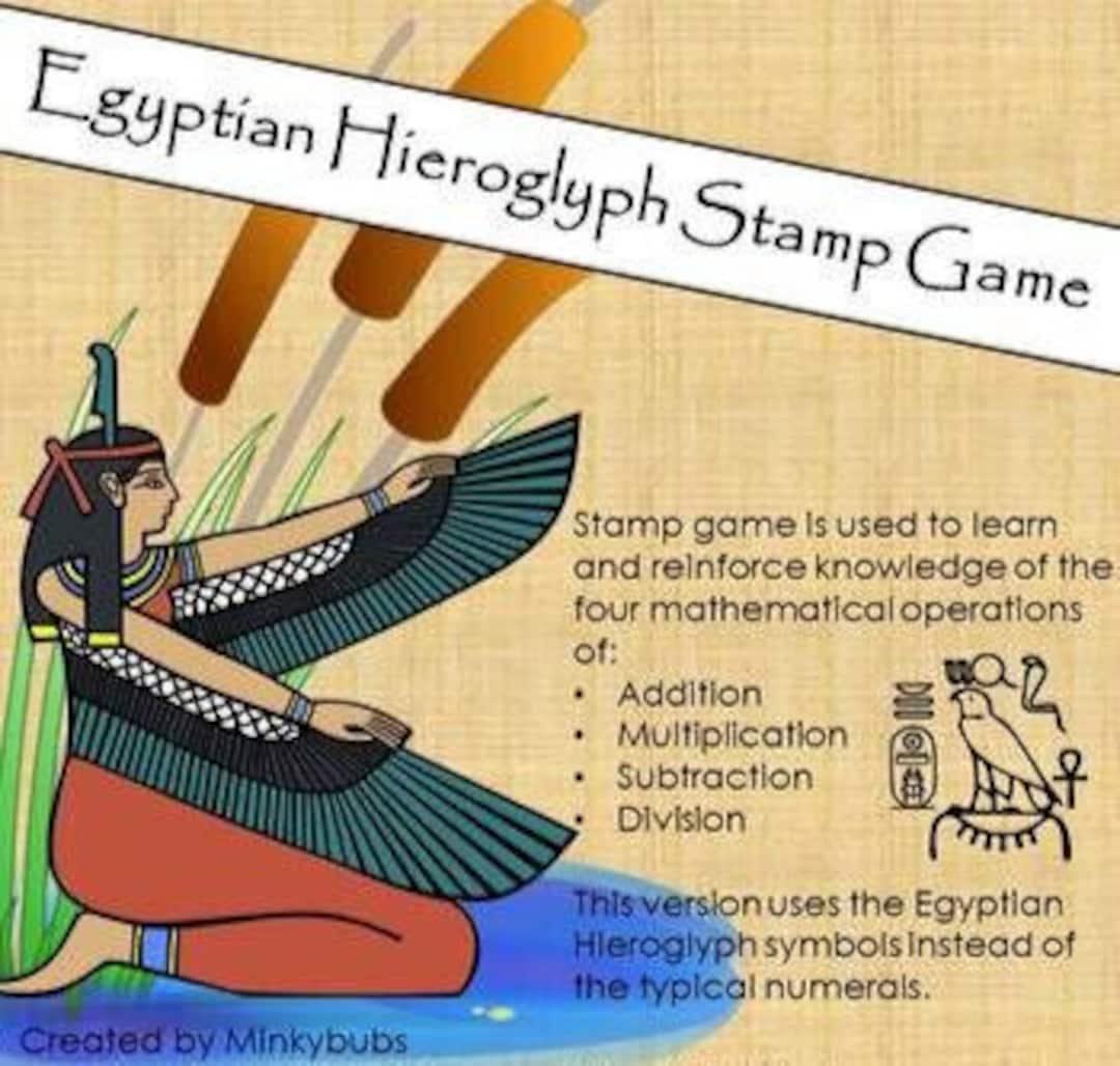 Montessori Egyptian Hieroglyph Stamp Game Add Multiply Subtract Divide ...