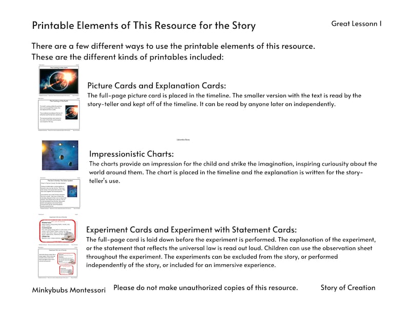 Montessori Story of Creation of Universe First Great Lesson - Etsy