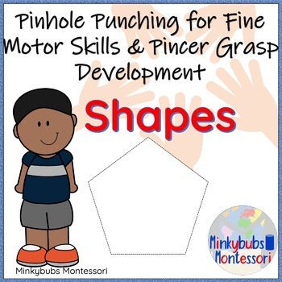 Montessori Shapes Pin Punch Push Scissors Cutting Practice Pincer Grasp ...
