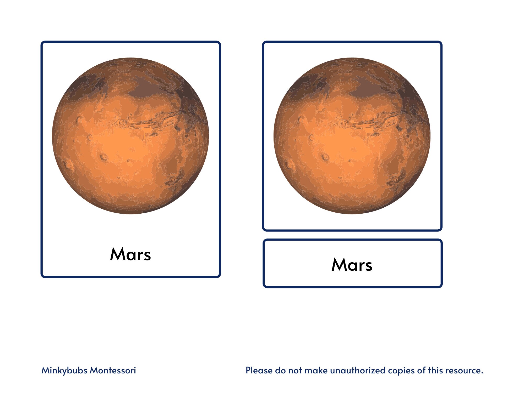 Our Solar System Montessori 3 Part Cards With Picture and Labels for ...