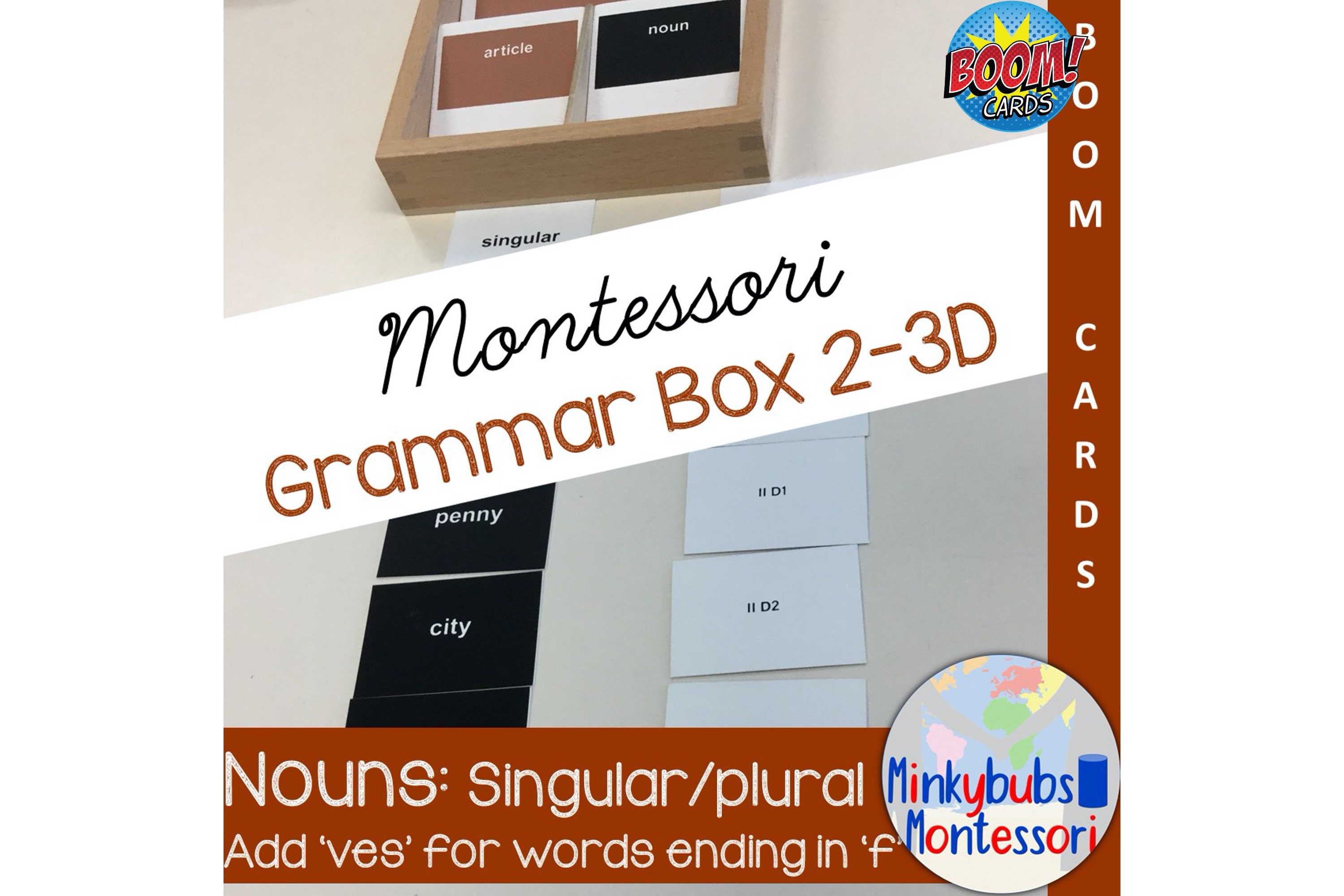 Montessori Grammar Box 2-3D BOOM Artículos y Sustantivos Partes Habla ...