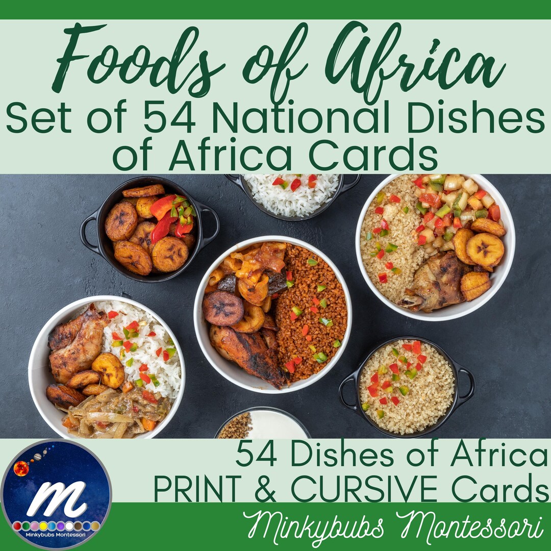 Foods of African Cuisine 3 Part 4 Part Cards 54 Dishes Fast Facts in ...