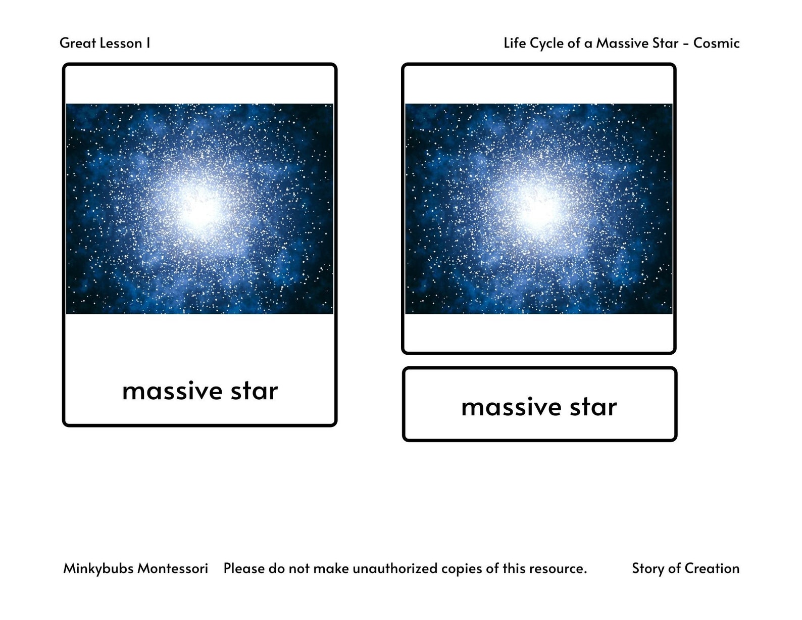 Life Cycle of a Massive Star Story of Creation 3 and 4 Part Cards - Etsy
