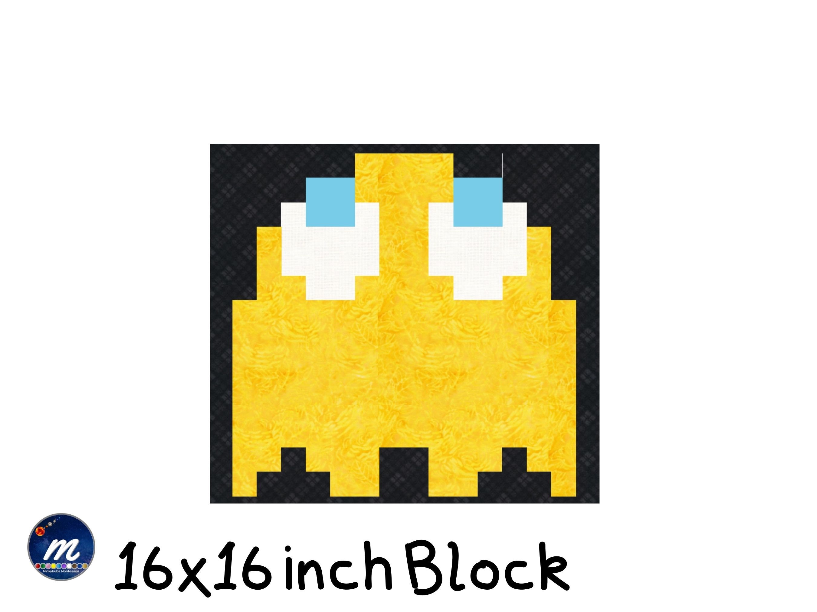 Pacman Ghost Quilt Block 1 Foundation Paper Piecing 16x16 - Etsy