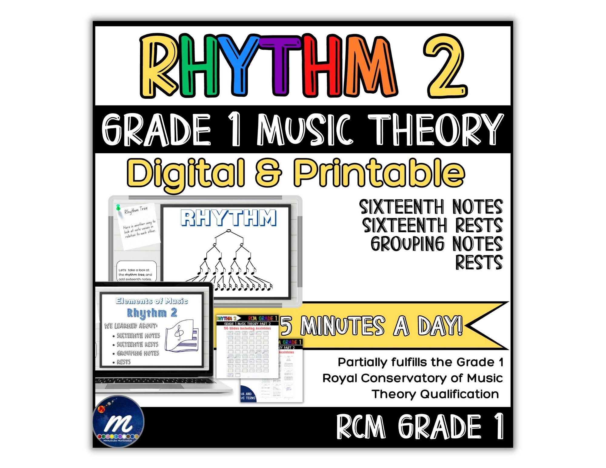 Music Theory RHYTHM 1 Part 2 No Prep Bell Ringers Starters Notes Rests ...