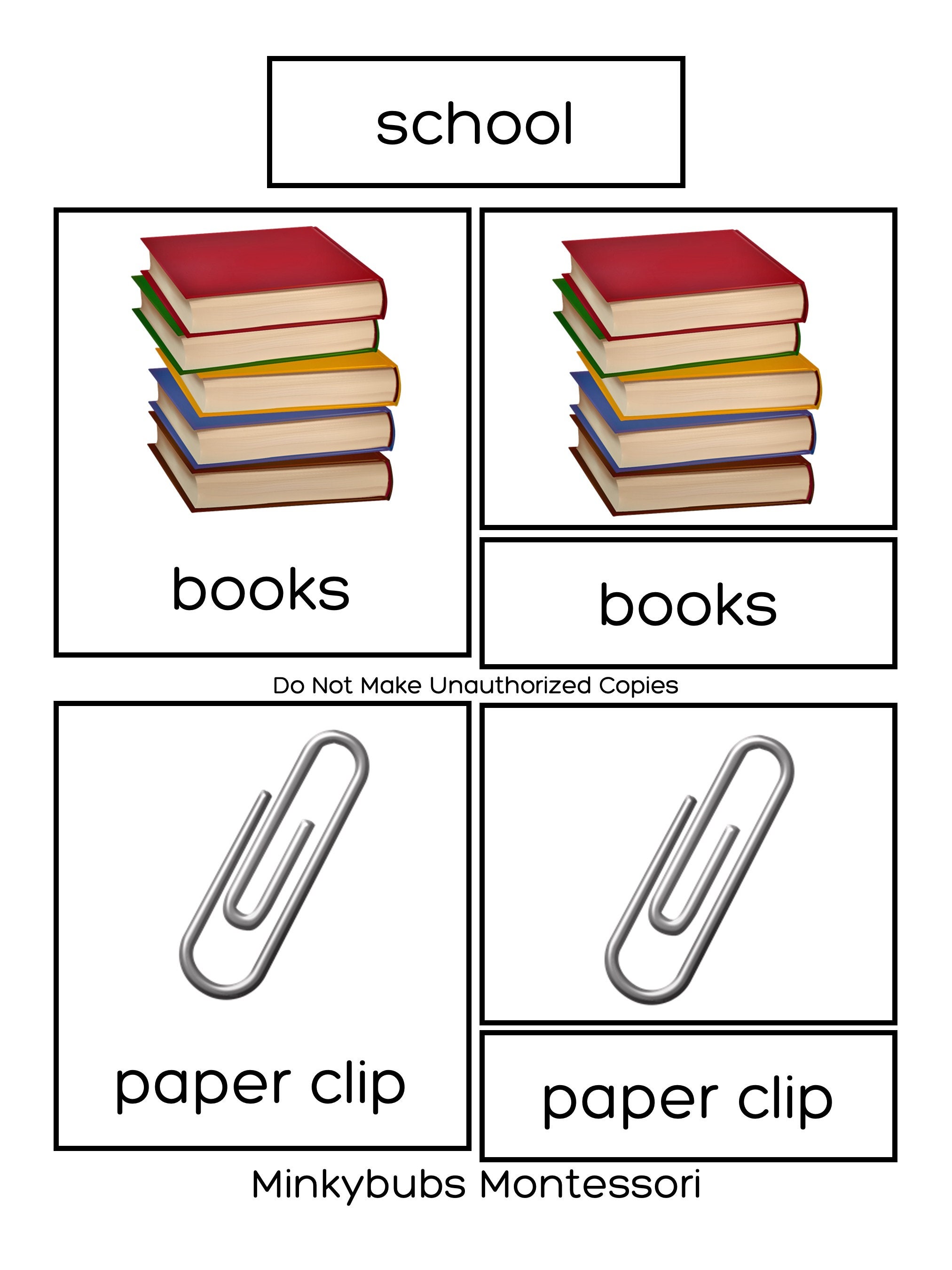 Classified Cards School Montessori Set of 20 School Related ...