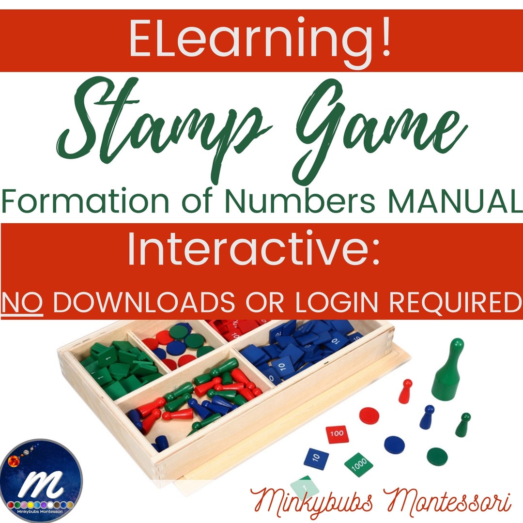 Montessori Stamp Game Introduction Lesson and Practice Elearning - Etsy