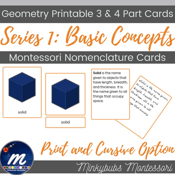 Montessori Geometry Nomenclature Cards Series 1 Basic Concepts | Etsy