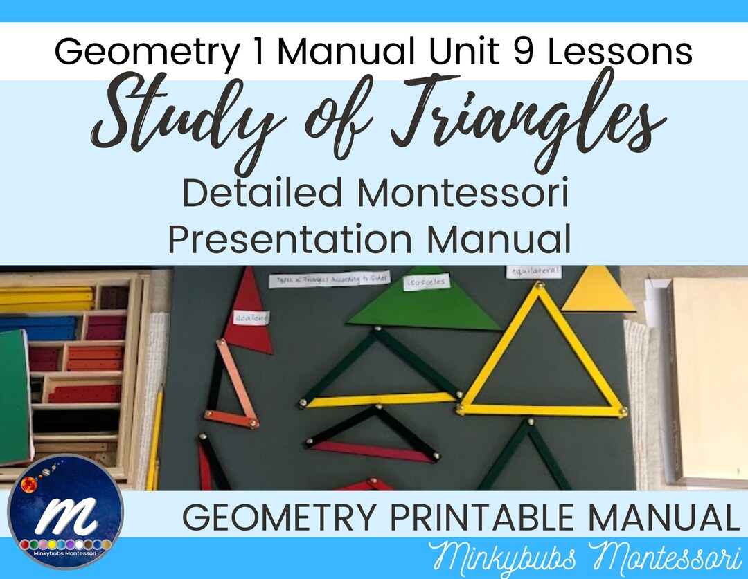 Geometry 1 Study of the Triangles Lesson Plans Montessori Album Manual ...