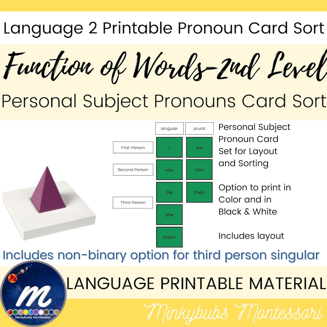 Personal Subject Pronoun Card Sort Including Non-binary Epicene ...