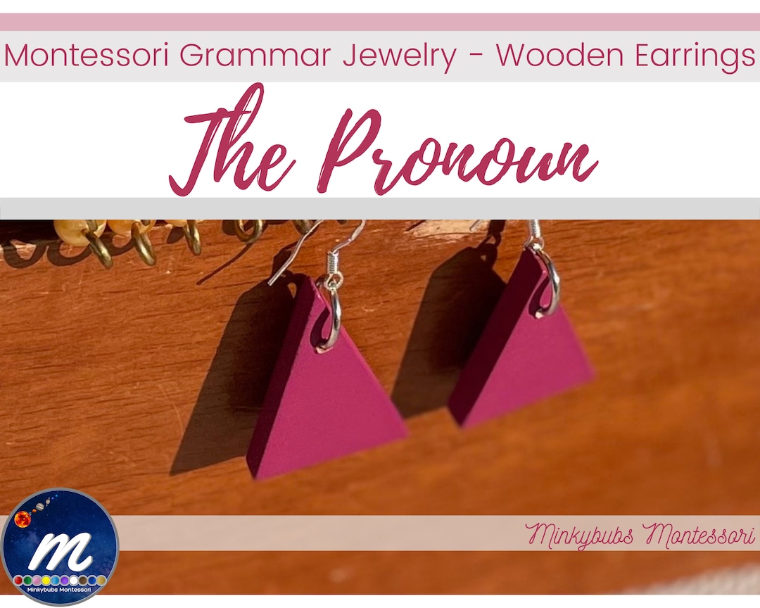 Montessori Jewelry Grammar Symbols Pronoun Earrings - Etsy