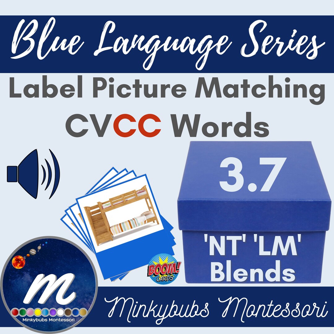 NT LM Blend Words Label Picture Match Montessori Blue Language Boom ...