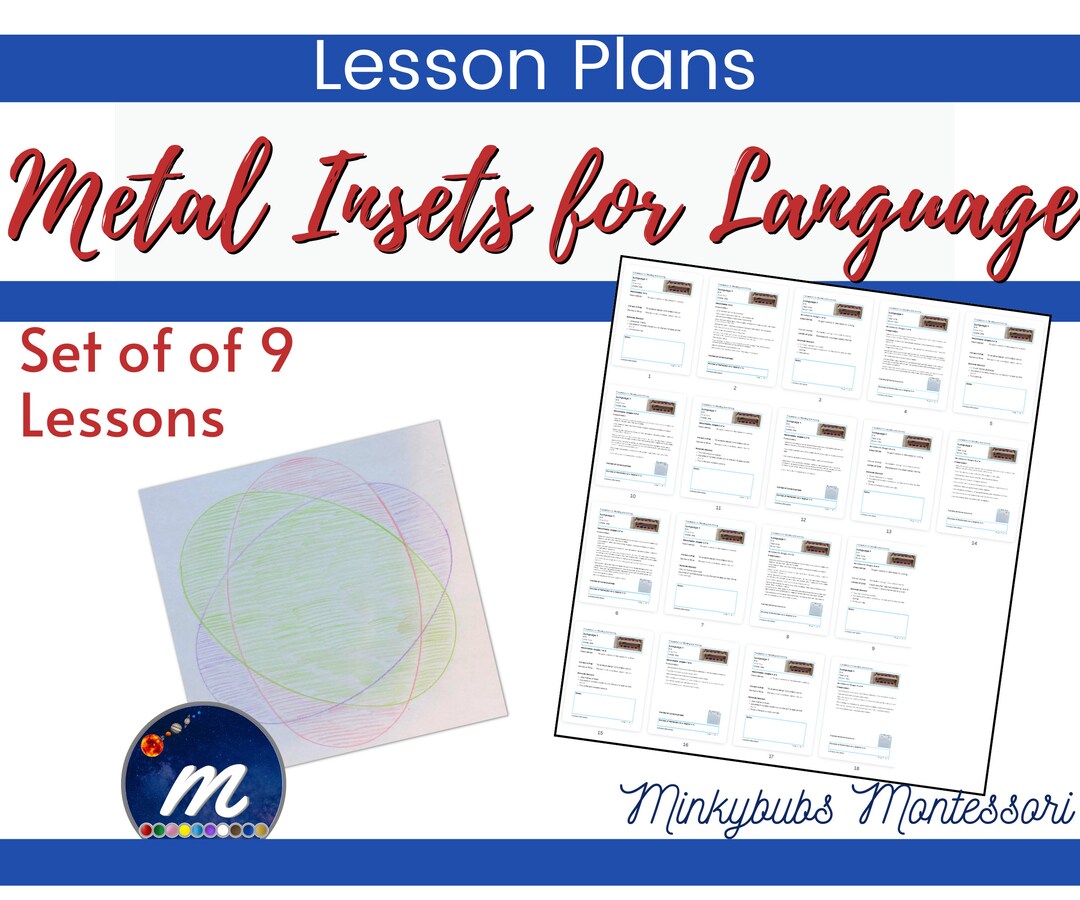 Montessori Metal Insets for Language Printable Set of 9 Lesson Plans ...
