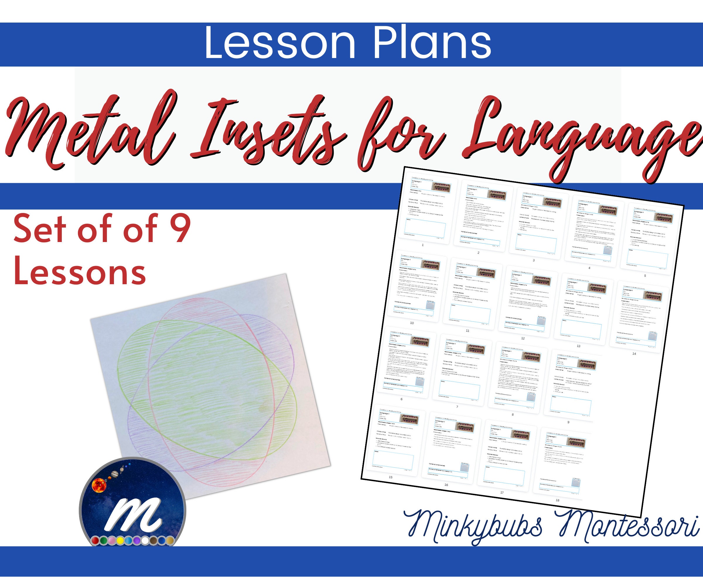 Montessori Metal Insets for Language Printable Set of 9 Lesson Plans ...