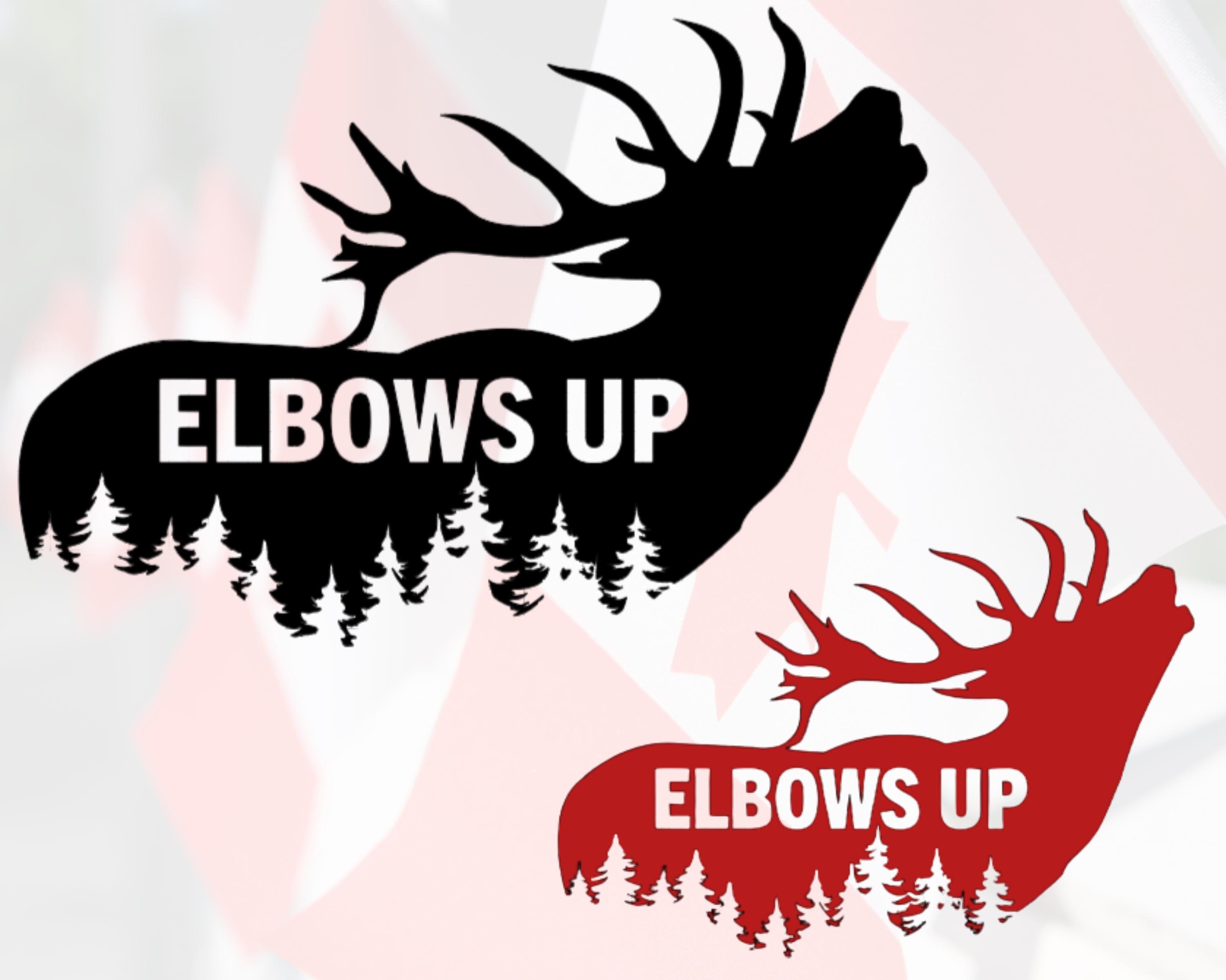 Elbows up Canada Elk and Evergreen Trees Bumper Sticker – Vehicle Decal ...