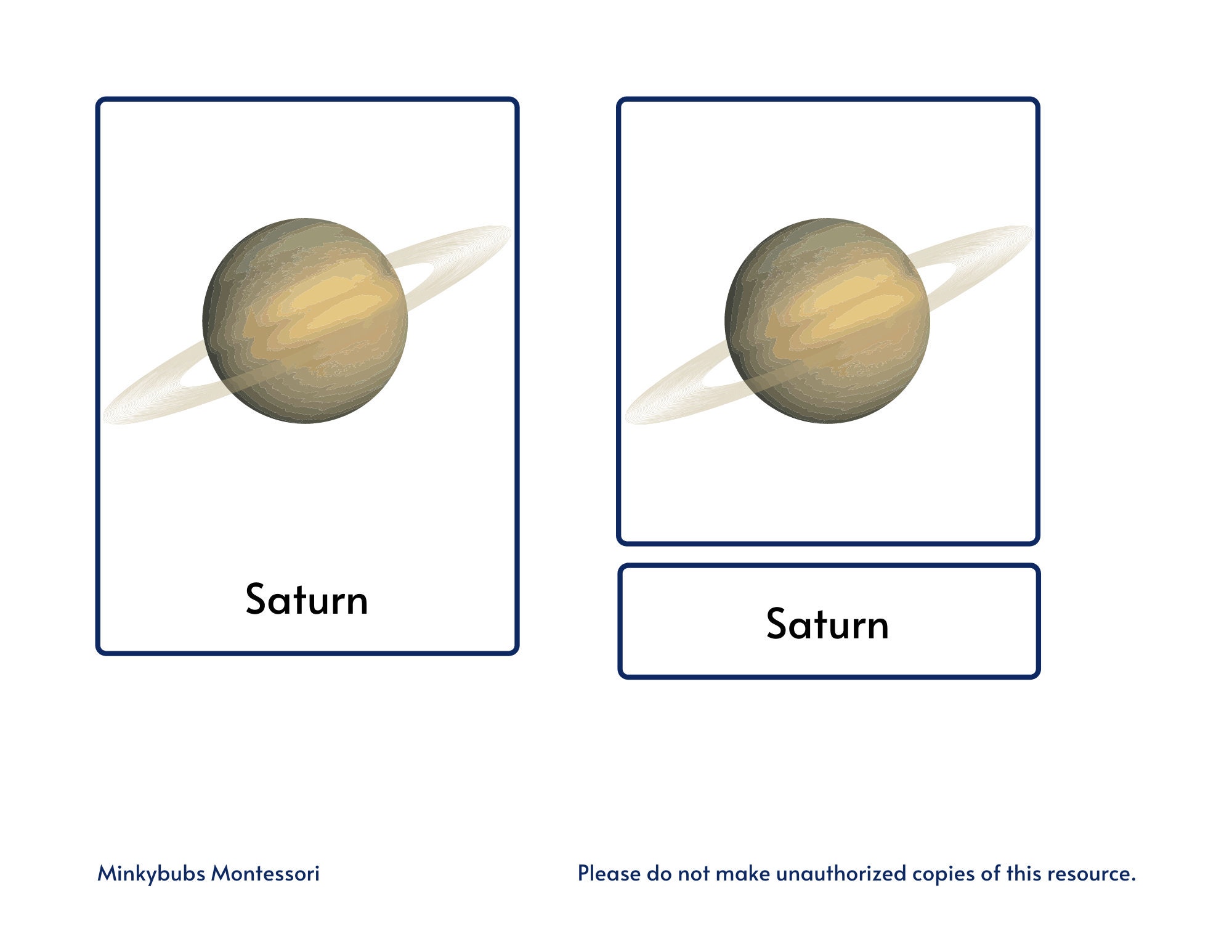 Our Solar System Montessori 3 Part Cards With Picture and Labels for ...
