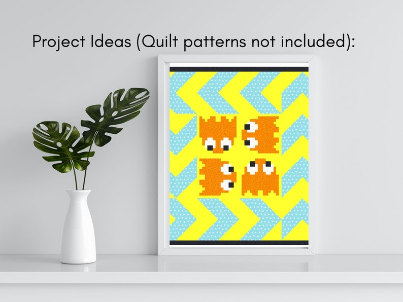 Pacman Ghost Quilt Block 1 Foundation Paper Piecing 16x16 - Etsy