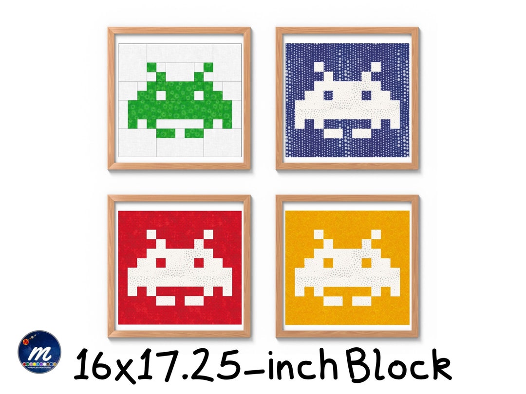 Space Invaders 1 Quilt Block Paper Piecing 12x13-inch - Etsy