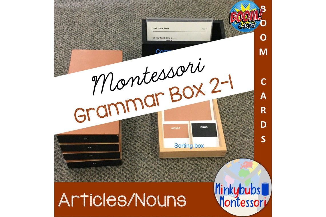 Montessori Grammar Box 2-1 BOOM Articles & Nouns Parts Speech Virtual ...