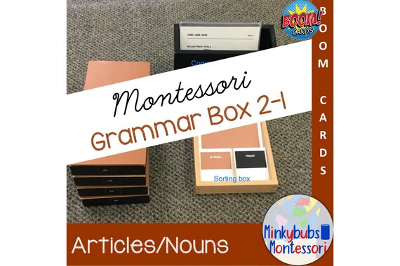 Montessori Grammar Box 2-1 BOOM Articles & Nouns Parts Speech | Etsy