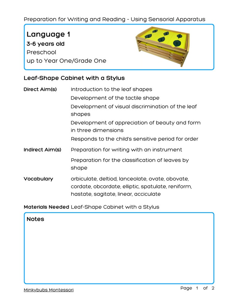 Montessori Sensorial Curriculum Lesson Plans for Early Primary 3-6 ...