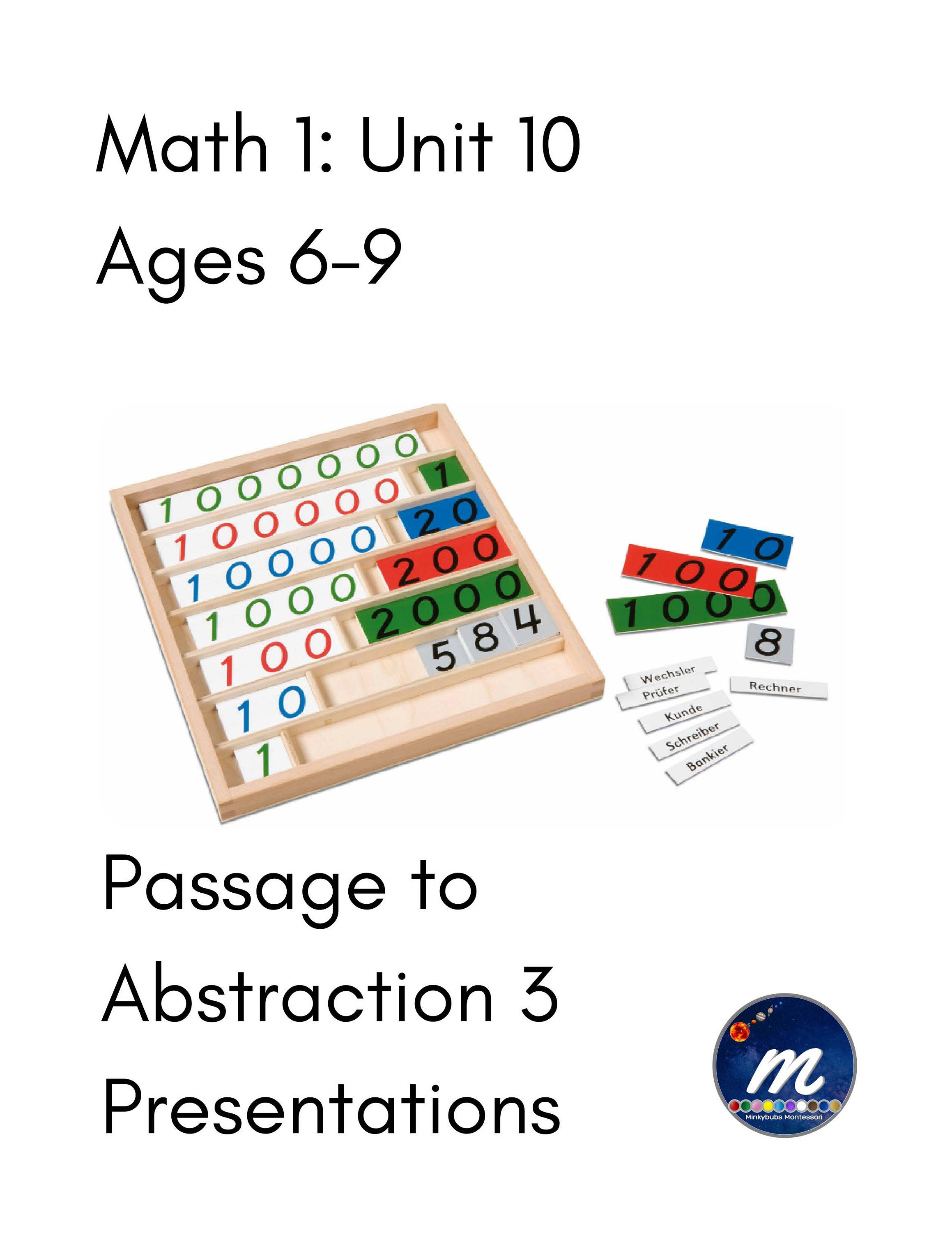 Bank Game Montessori Math 1 Manual Multiplication Lessons Unit 10 ...