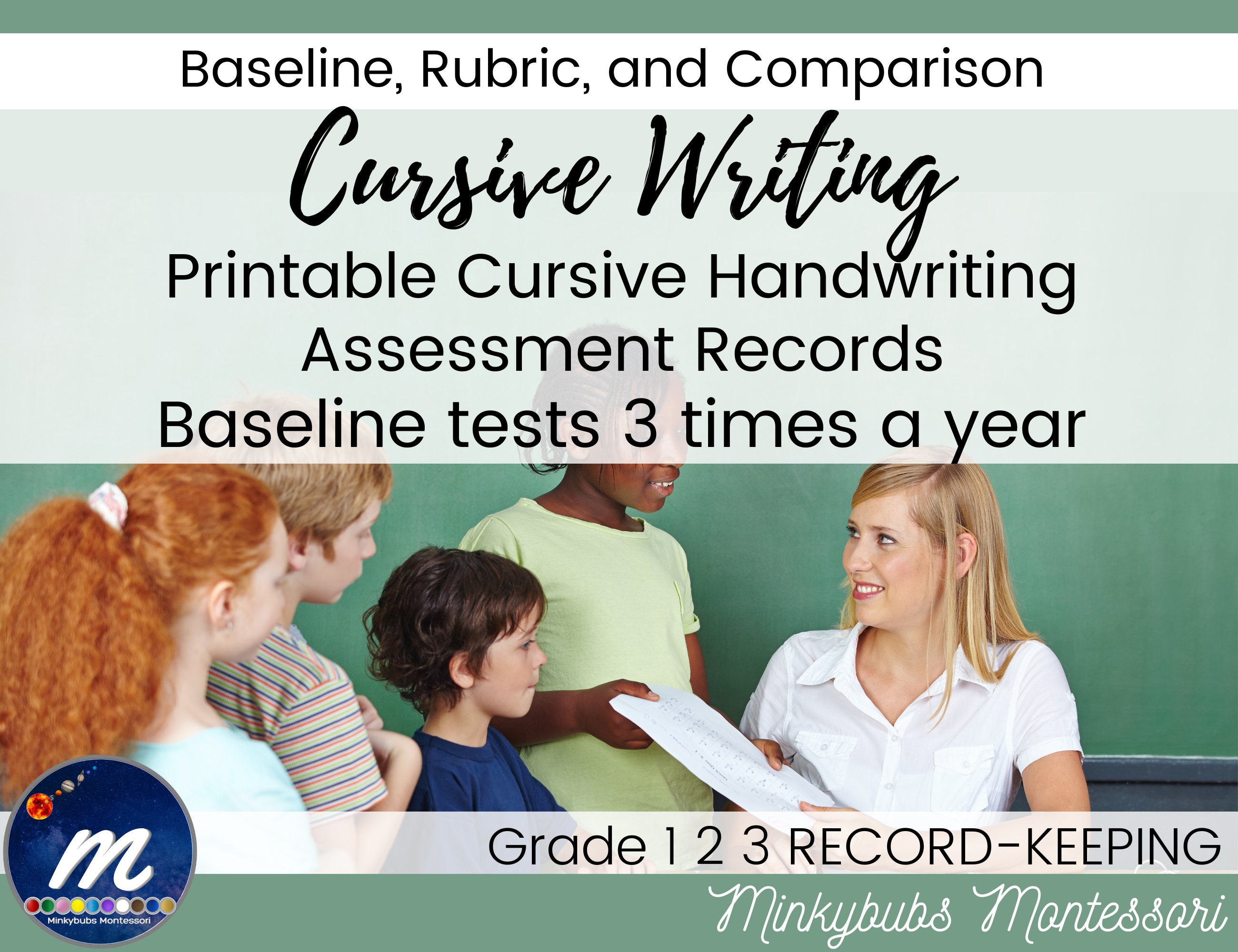 Cursive Handwriting Assessment for Grades 1 2 3 With Rubric Checklist ...