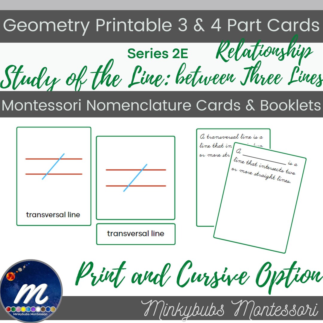 Montessori Geometry Nomenclature Study of Line Unit 6 Relationship 3 ...