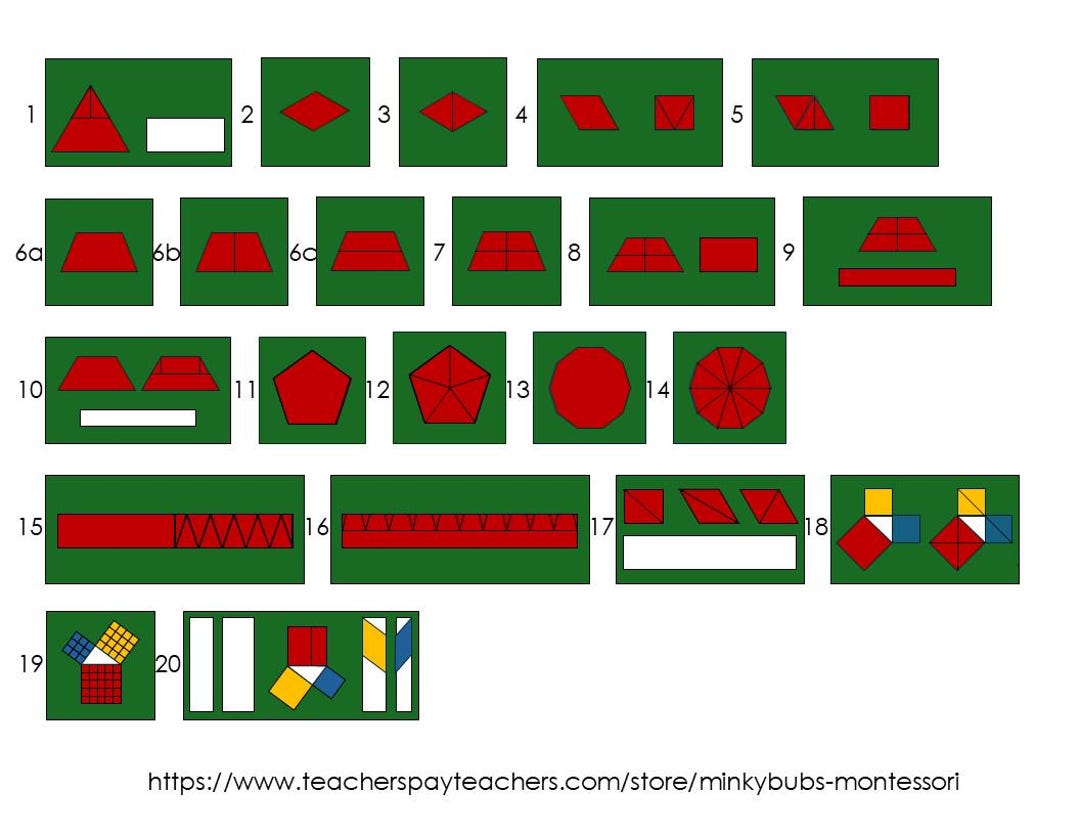 Montessori Insets of Equivalence (printable PDF) • Area Equivalence ...