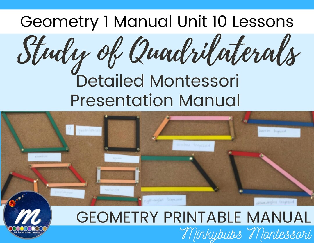 Geometry 1 Study of the Quadrilaterals Lesson Plans Montessori Album ...