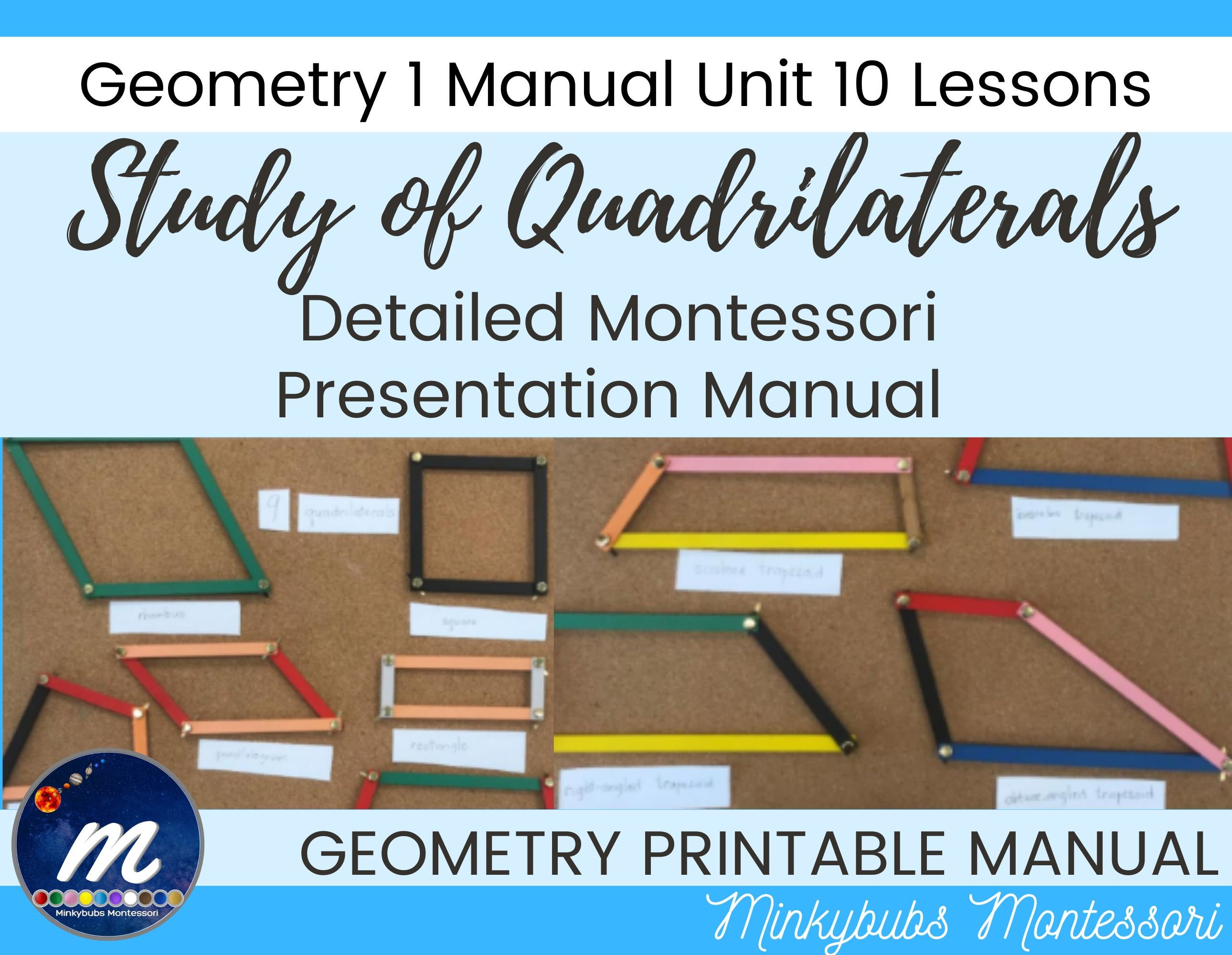 Geometry 1 Study of the Quadrilaterals Lesson Plans Montessori Album ...