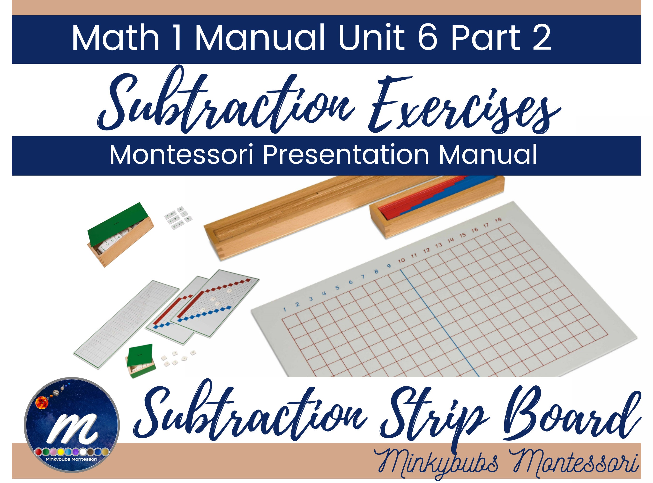 Montessori Math Manual Subtraction Strip Board Exercises LESSONS MATH 1 ...