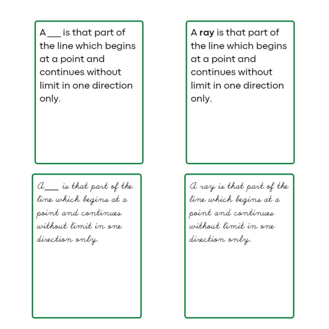 Montessori Geometry Nomenclature Cards Series 2 Study of the Line Parts ...