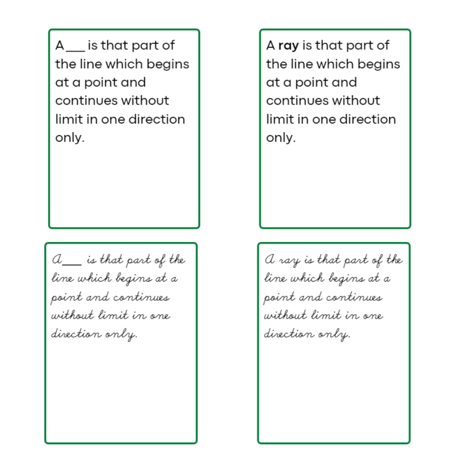 Montessori Geometry Nomenclature Cards Series 2 Study of the Line Parts ...