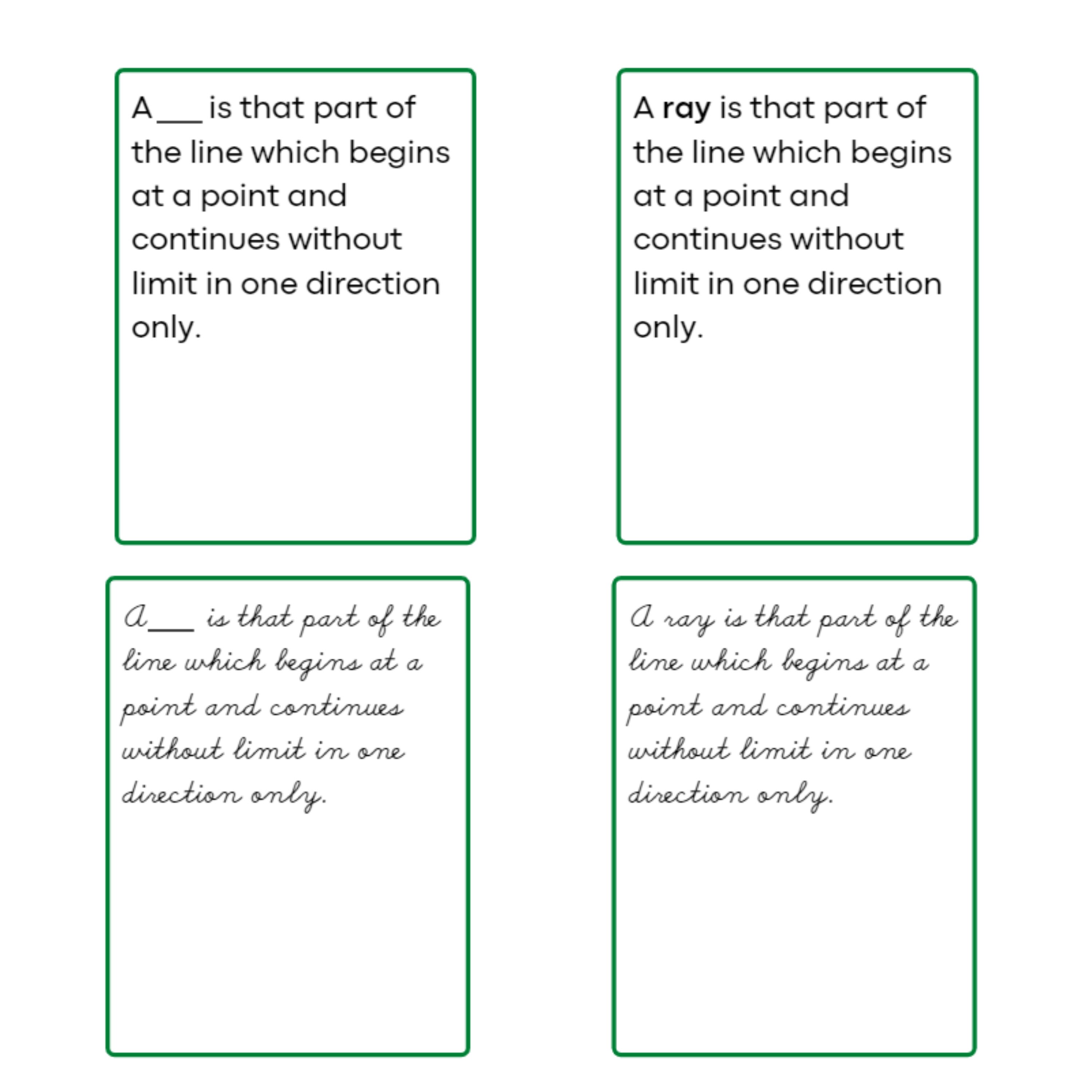 Montessori Geometry Nomenclature Cards Series 2 Study of the Line Parts ...