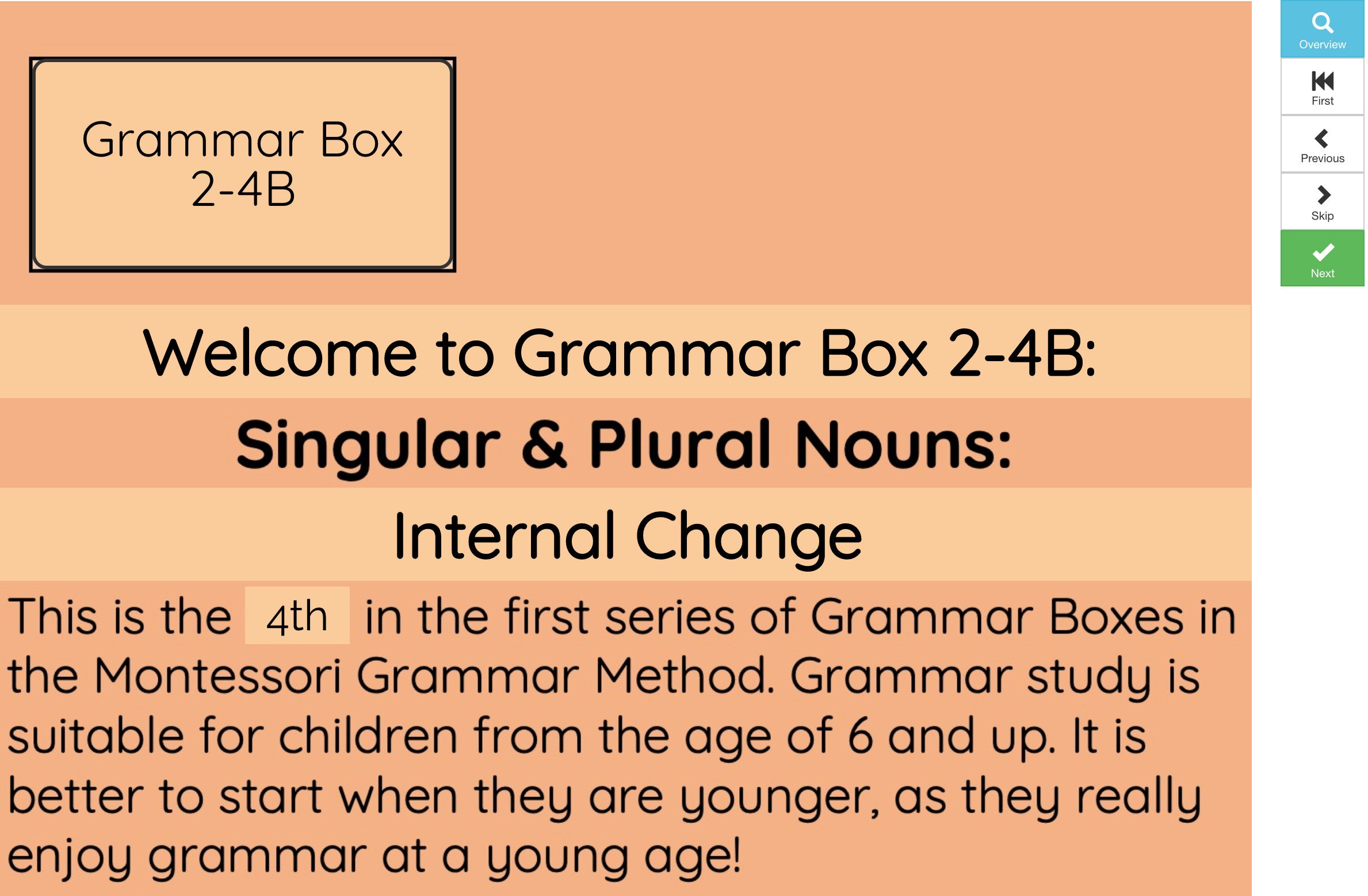 Montessori Grammar Box 2-4B BOOM Articles & Nouns Parts Speech Virtual ...