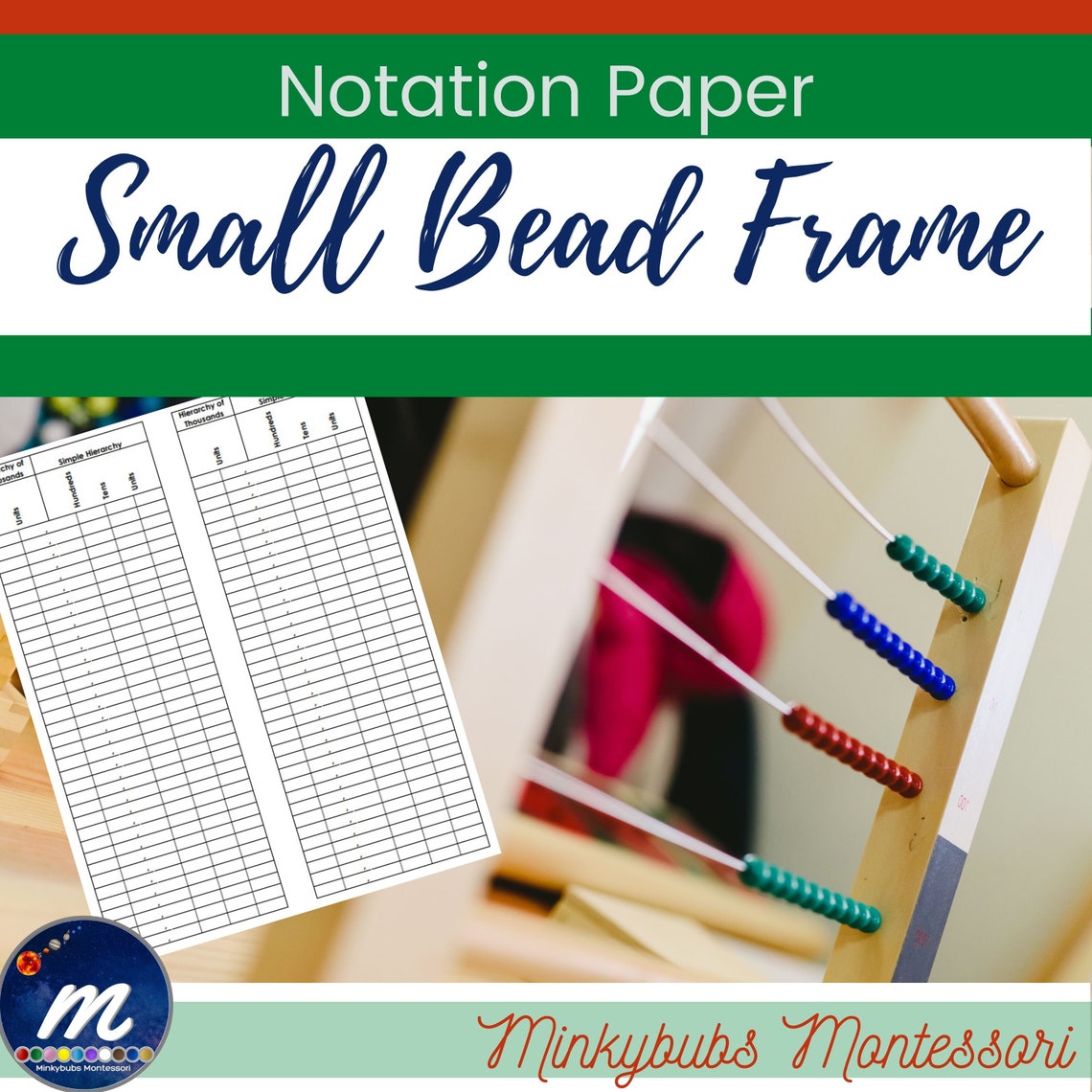 Small Bead Frame Notation Paper Printable Fits on One Letter Size Page ...