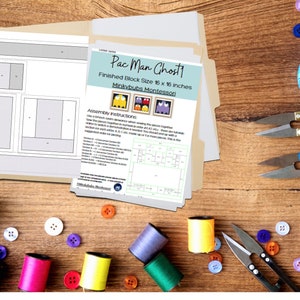 Pacman Ghost Quilt Block 1 Foundation Paper Piecing 16x16 - Etsy