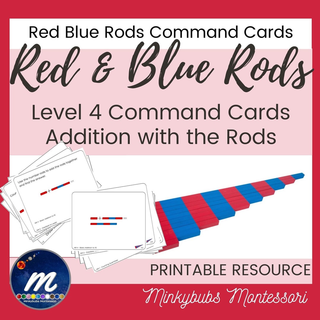 Montessori Red Blue Rods Command Cards Least to Greatest Set 3 - Etsy