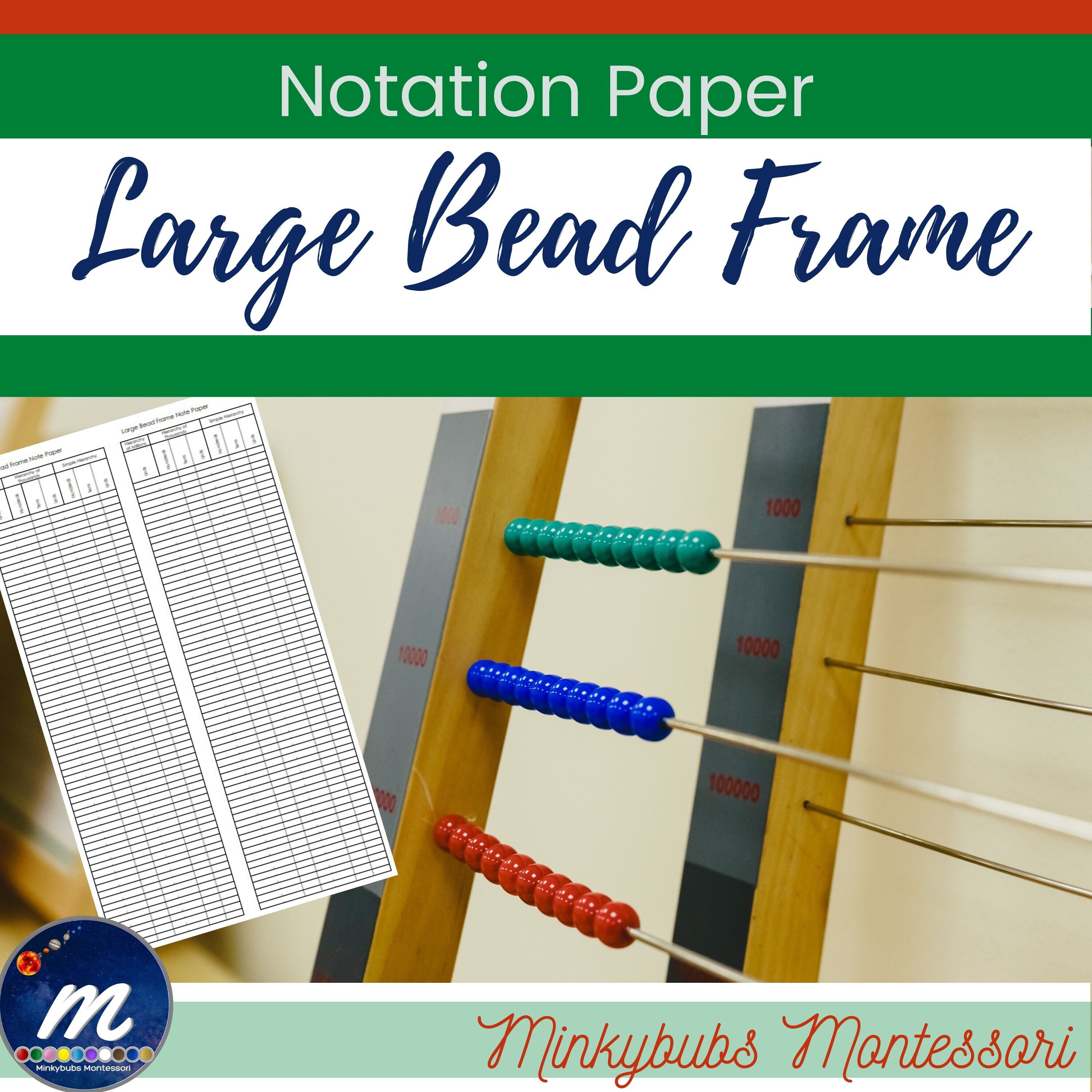 Large Bead Frame Notation Paper Printable Fits on One Legal Size Page ...