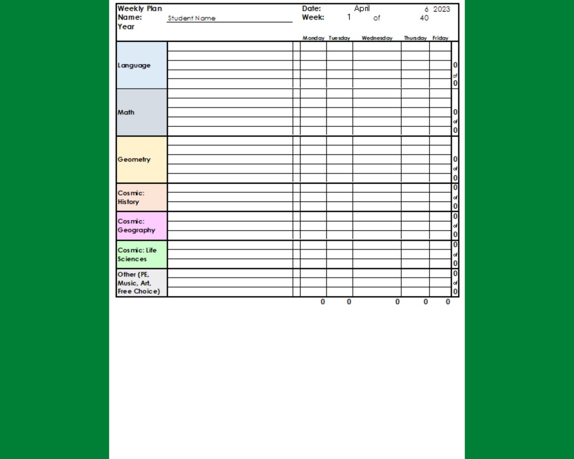 Montessori Work Plans Upper El Classroom EDITABLE Reports Weekly Plans ...
