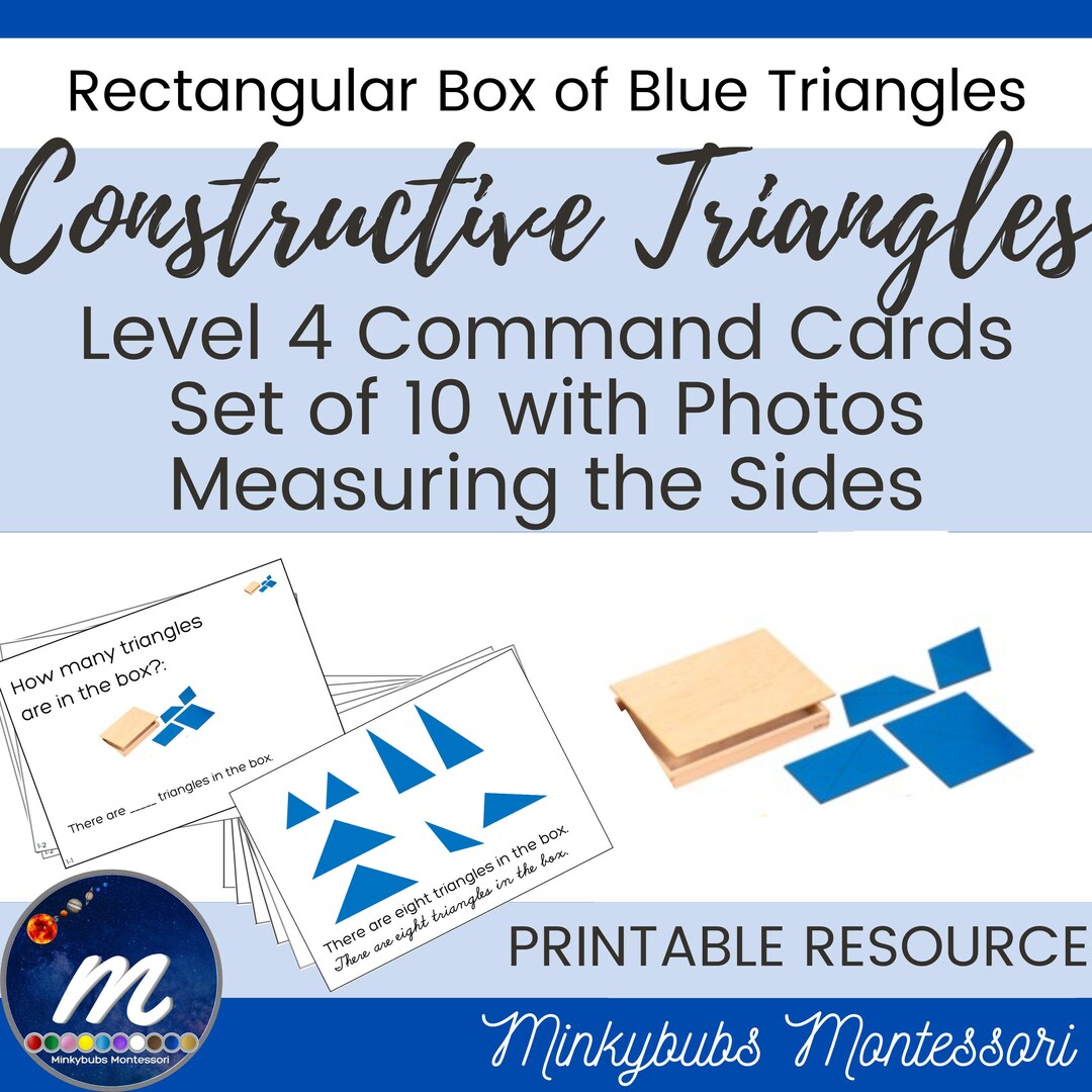 Constructive Triangles Measuring Sides Command Cards for Set 1B Level 4 Rectangular Box of Blue ...