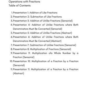 Montessori Fractions Addition Subtraction Multiply Math 1 Manual Part 2 ...