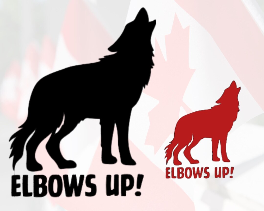 Elbows up Canada Wolf Bumper Sticker – Vehicle Decal – 5" X 6.4 ...