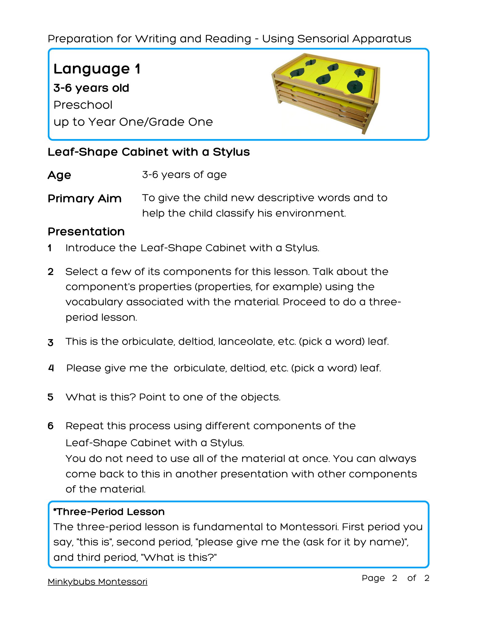 Montessori Sensorial Curriculum Lesson Plans for Early Primary 3-6 ...