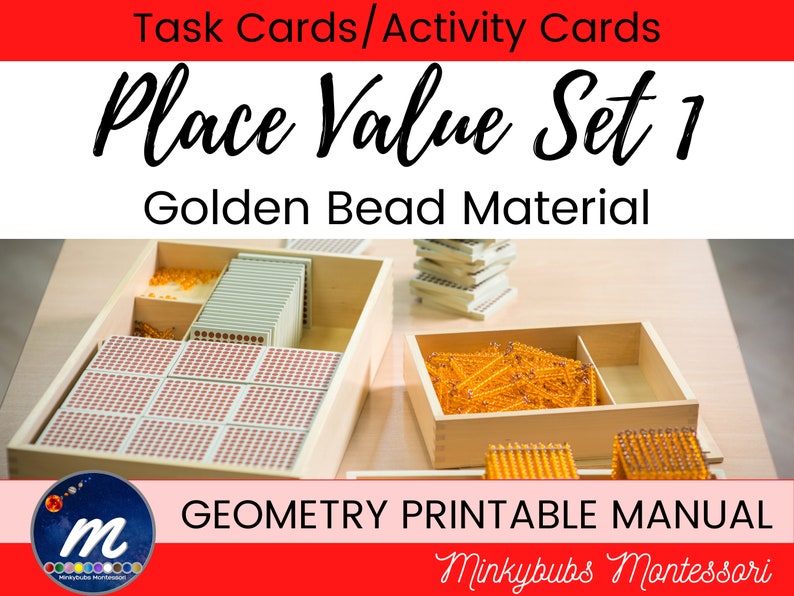 Place Value Cards With Golden Beads 1st Set Montessori Math Decimal ...