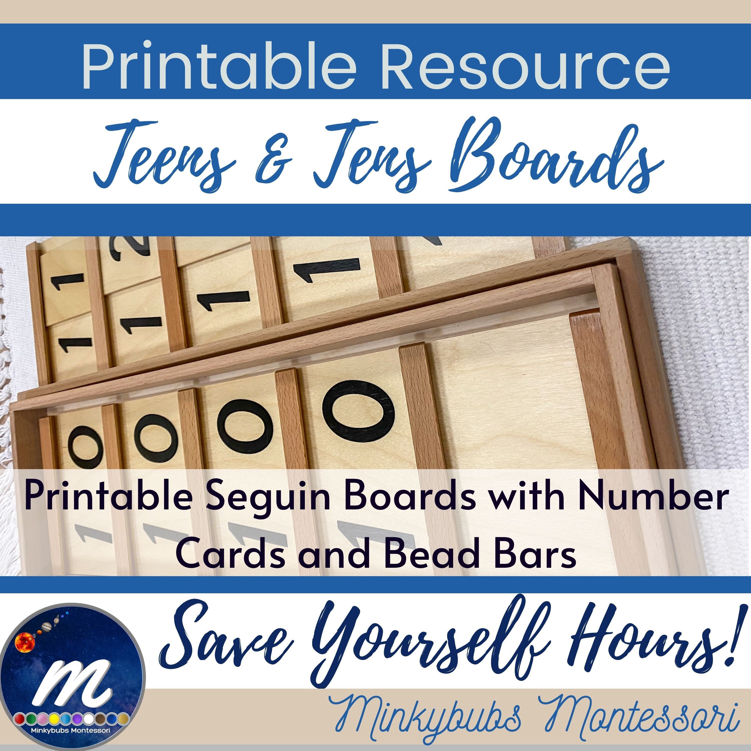 Montessori Teens and Tens Printable Seguin Boards Inc Number Cards and ...