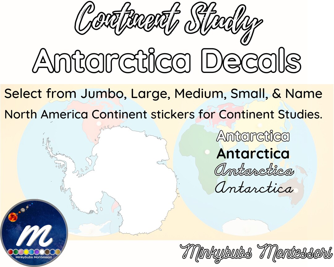 ANTARCTICA Decals in Montessori Colors Continent Study - Etsy